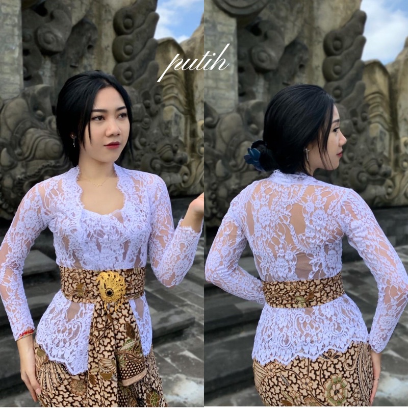 Jual KEBAYA BALI JADI BROKAT SEMI PRANCIS PREMIUM SPECIAL WARNA PUTIH ...