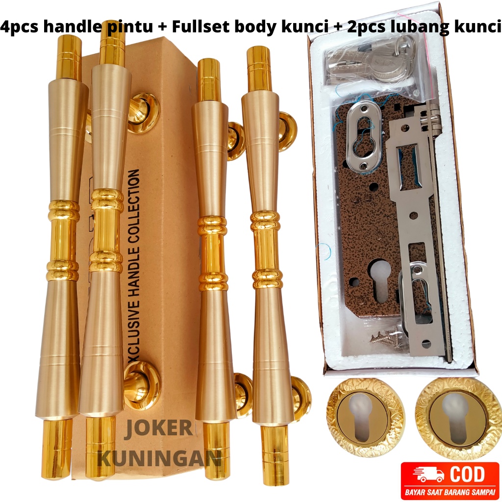 Jual PROMO Handle pintu rumah / Gagang pintu rumah kuningan motif bambu ...