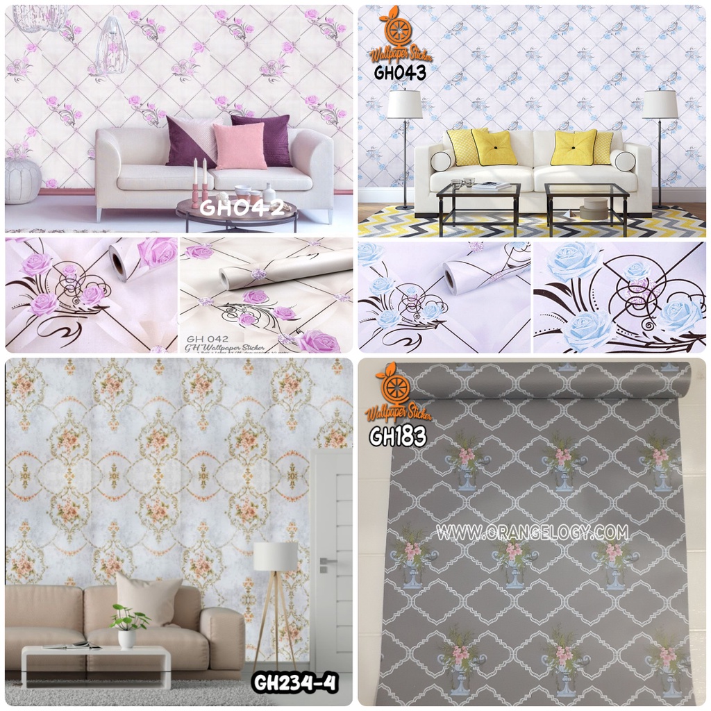 Jual Wallpaper Dinding Kamar Tidur Elegan Wallpaper Stiker Ukuran 8 meter Murah Wallstiker 3D ...