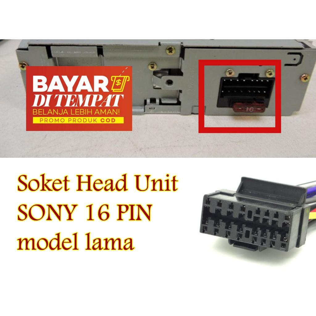 Jual Kabel Soket Head Unit Sony 16 Pin Model Lama | Shopee Indonesia