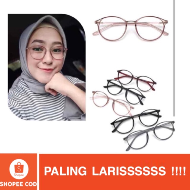 Jual Frame kacamata wanita pria bulat vintage gaya korea paket lensa ...