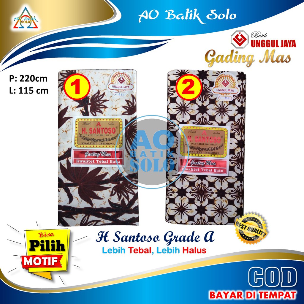 Jual Kain Batik Jarik Kain Panjang H Santoso Grade A Gading Mas, Kain Halus, Tebal, Kain Panjang ...
