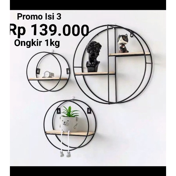 Jual Rak Dinding Besi Bulat / Dekorasi / Rak Dinding /Tatakan Kayu ...