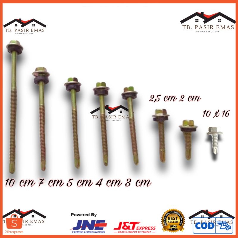 Jual Baut Roofing / Sekrup Roofing / Baut Baja Ringan ukuran 10 cm - 2 ...