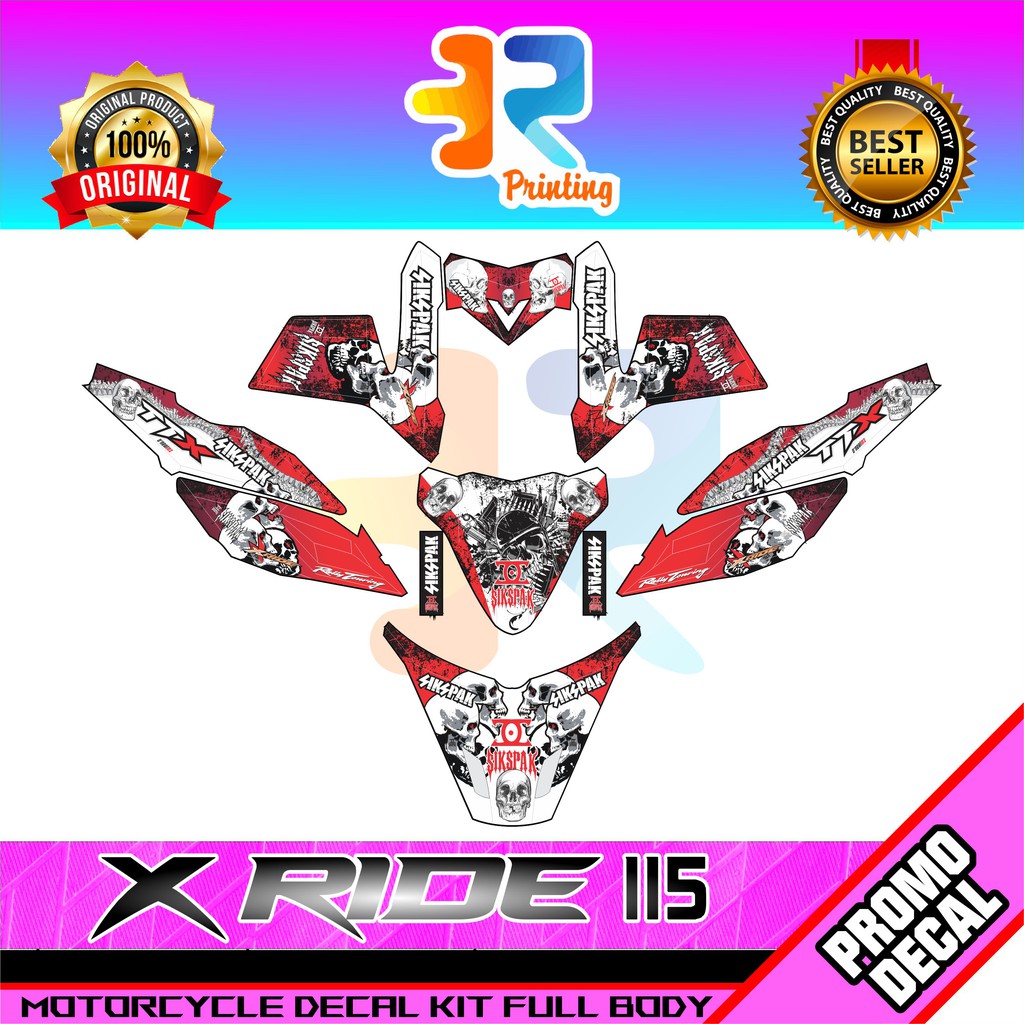 Jual STIKER DECAL STRIPING MOTOR X RIDE 115 SIKSPAK PUTIH MERAH STICKER ...