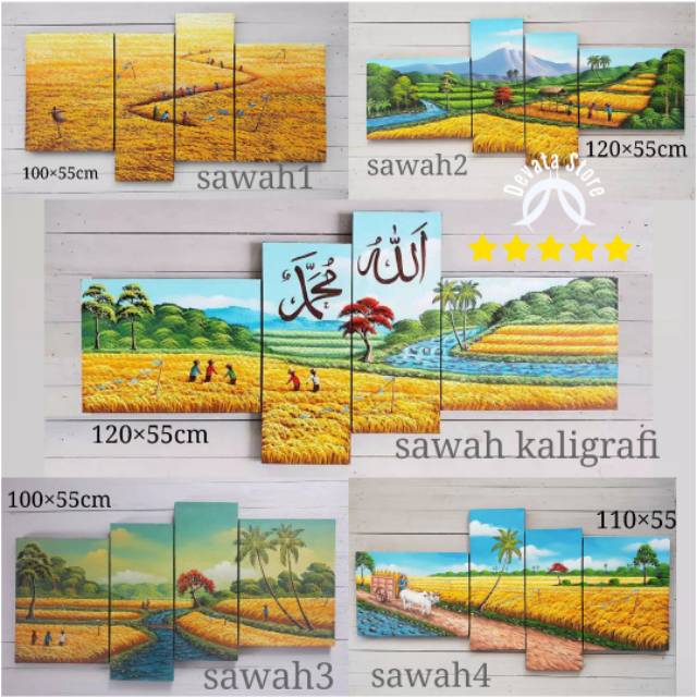 Jual LUKISAN PEMANDANGAN ALAM SAWAH BALI LAGI PANEN - DEKORASI DINDING ...