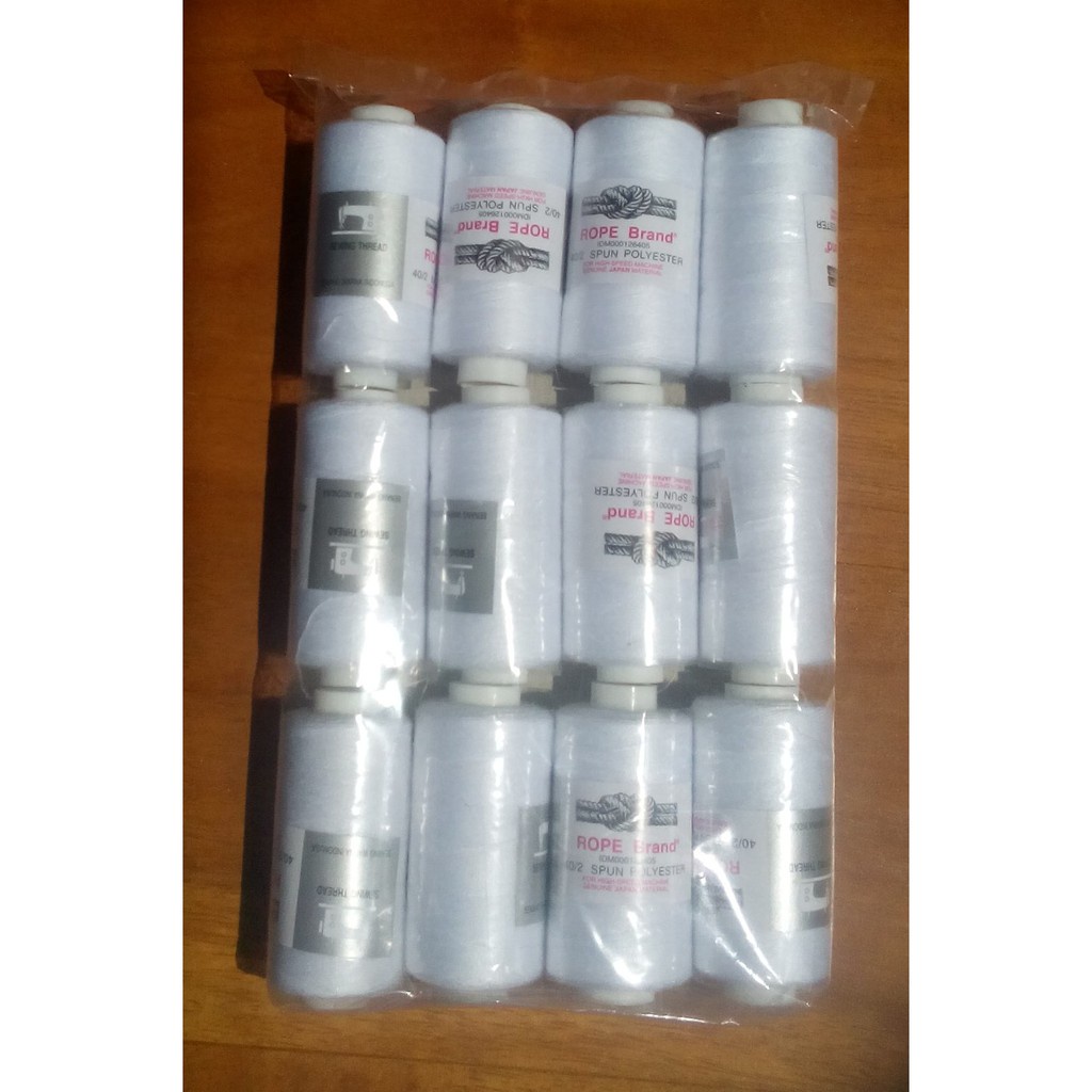 Jual benang jahit putih 1 lusin isi 12 biji cap tambang rope brand ...