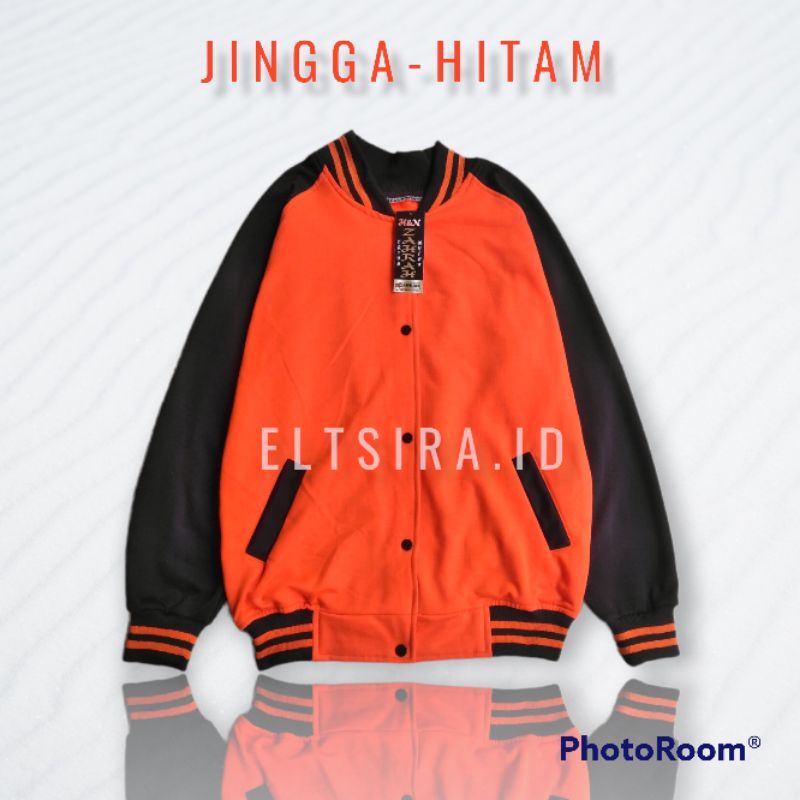 Jual Jaket Varsity / Baseball Wanita Pria POLOS || JINGGA - HITAM ...