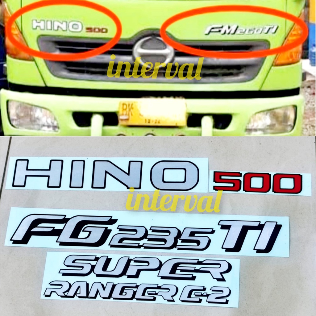 Jual Stiker Body Depan Mobil Truck Tulisan Hino 500 Super Ranger ...