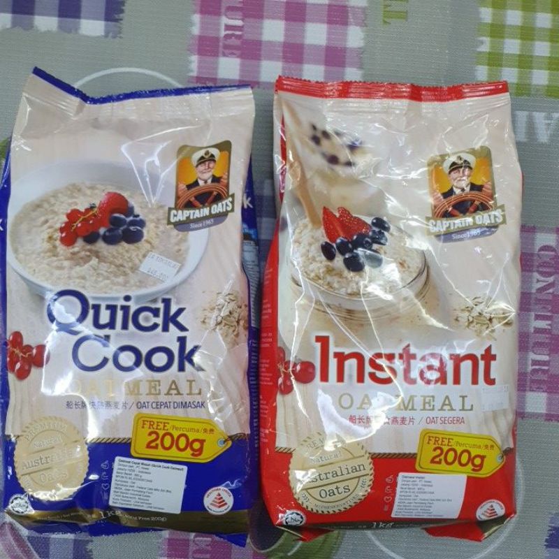 Jual Oatmeal Quick Cook & Instant Captain Oats 1kg | Shopee Indonesia