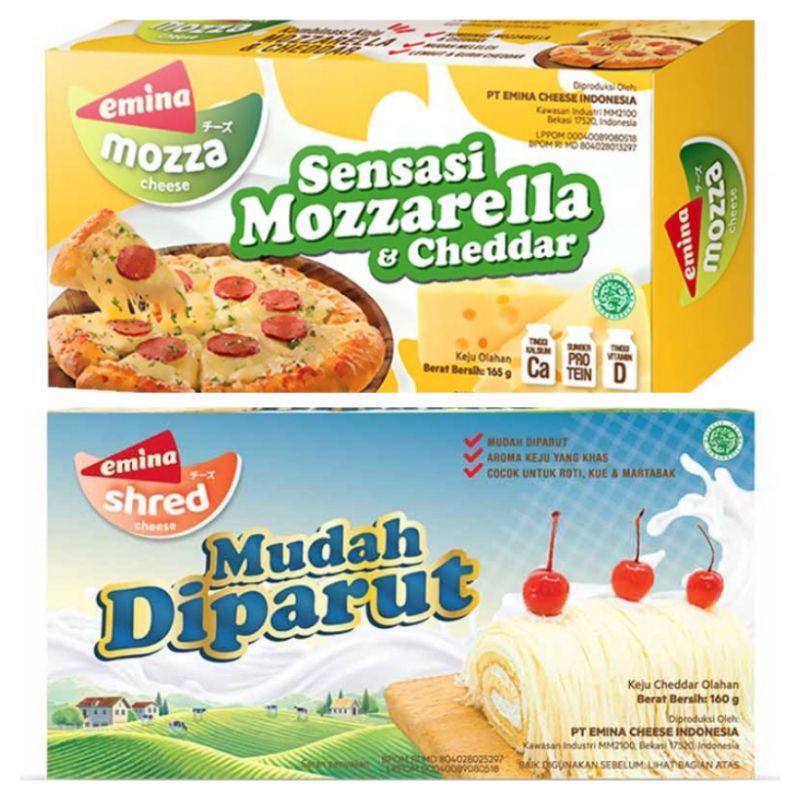Jual Keju Emina Mozzarella Cheddar Shred Cheese 165 / 160 g | Shopee ...
