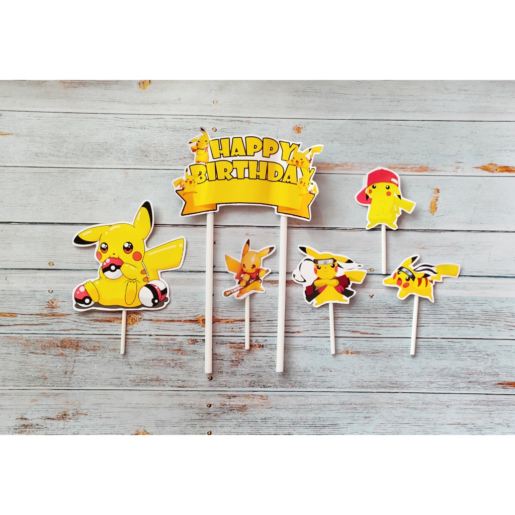 Jual pikachu cake topper satu set hiasan kue ulang tahun karakter ...