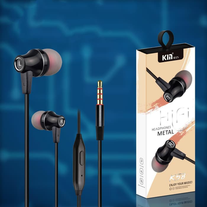 Jual Ready Branded KIN K58 HiFi Earphone Hi-Fi Super Bass Headset Handsfree Metal | Shopee Indonesia