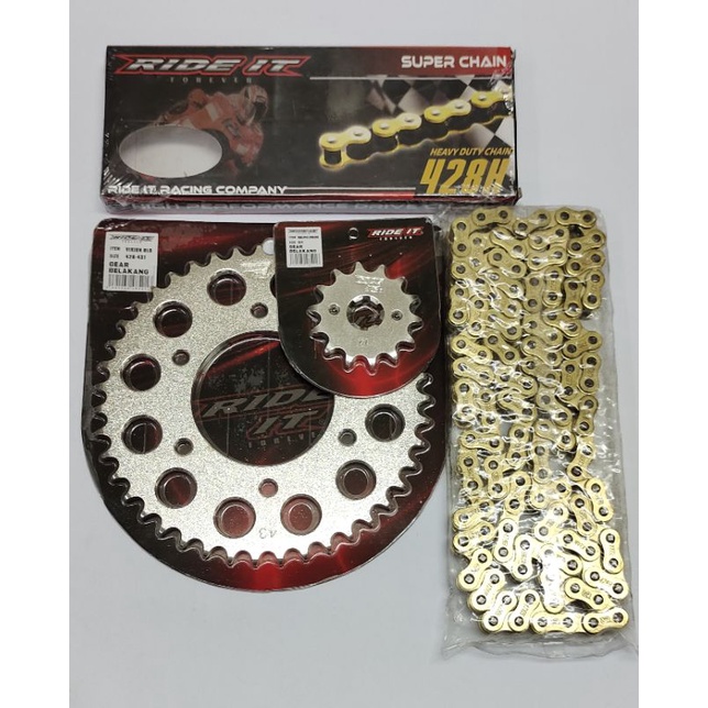 Jual GEAR GIR SET 428 RIDE IT VIXION OLD/NEW/NVA/NVL/ADVANCE MX-KING BISON | Shopee Indonesia