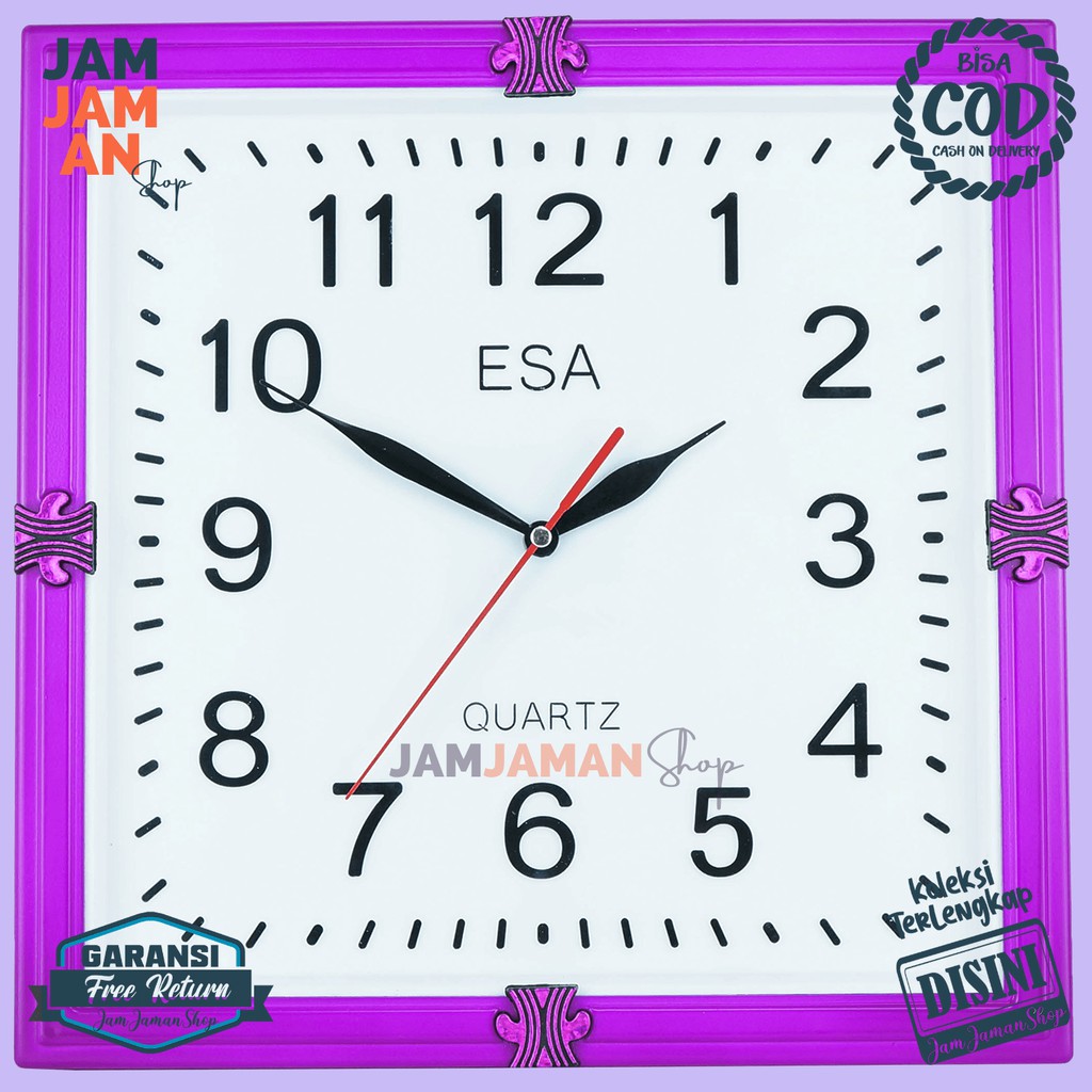 Jual Jam Dinding Quartz Hiasan Kamar Minimalis Step Movement Esa 971 ...