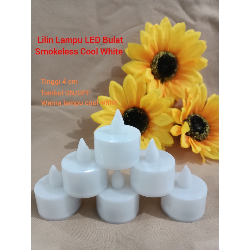 Jual Lilin Lampu LED Bulat Smokeless Cool White Tinggi 4cm candle light ...
