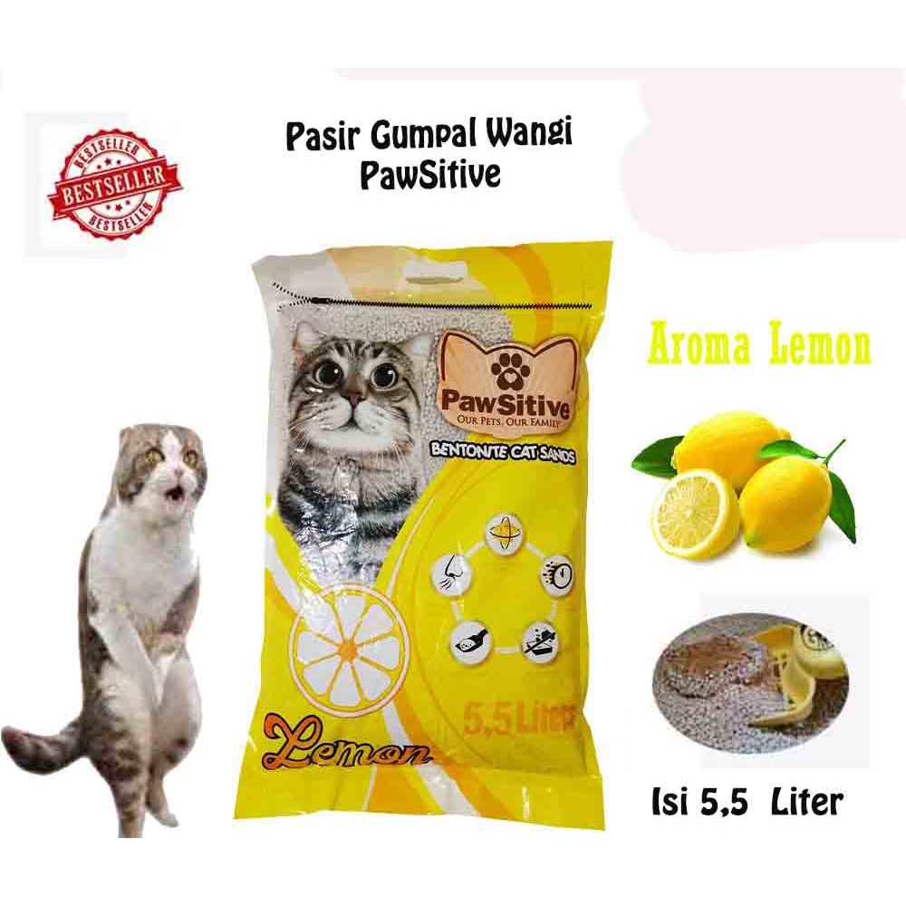 Jual Pasir gumpal wangi Pasir kucing MERK PAWSITIVE 5,5 Liter Bentonite ...