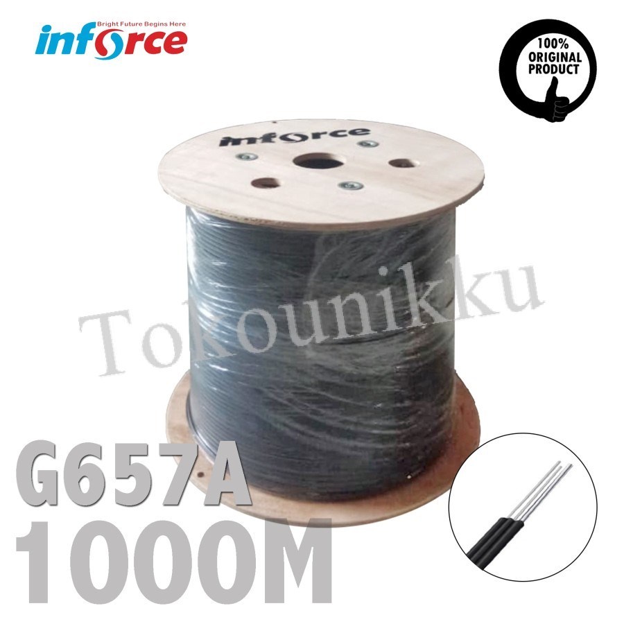 Jual KABEL FTTH FIBER OPTIC CABLE 1 CORE + 2 FRP 1 KM 1000 M OPTIK FO ...