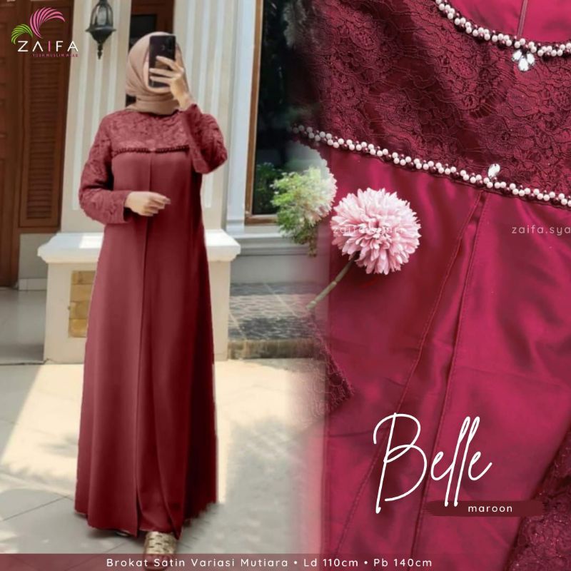 Jual NEW!! Belle Dress By Zaifa Mat Brokat Kombinasi Satin Variasi Mutiara Cantik | Shopee Indonesia