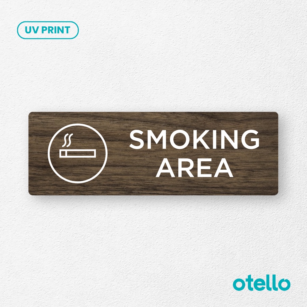 Jual Otello - Papan Tulisan Smoking Area Sign Board Kayu Print UV Papan ...