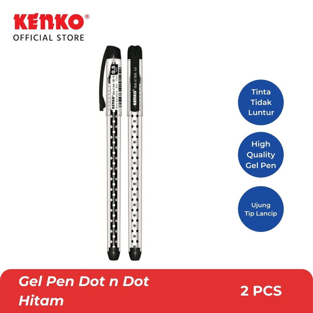 Jual KENKO GEL PEN / Pulpen Jel KE-16 (Dot n' Dot) Black Mix Color 2 ...