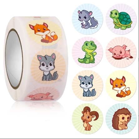 Jual (Isi 500) Sticker Stiker Setiker Roll Hewan Binatang Lucu Cute ...