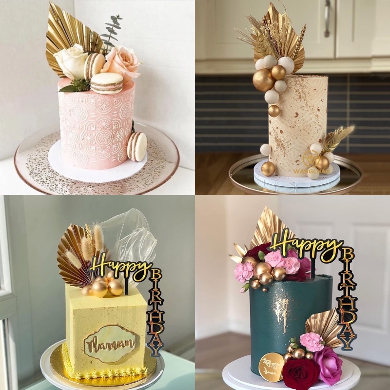 Jual Paper Palm Leaf Topper Set/Hiasan Kue Ulang Tahun Daun Palem ...