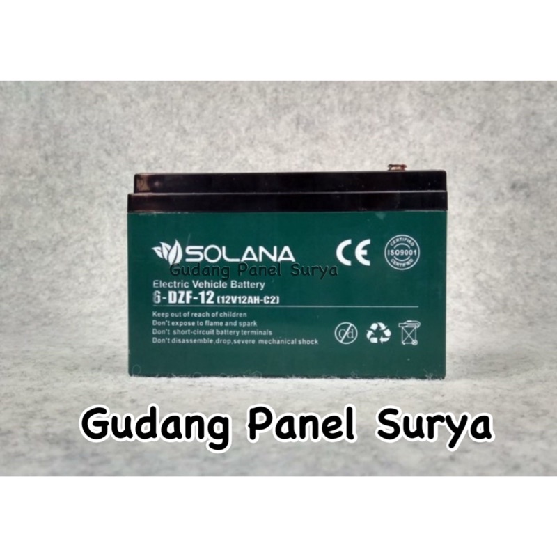 Jual Battery Aki Baterai Accu SOLANA 12V 12AH (12V12AH-C2) Aki Sepeda ...