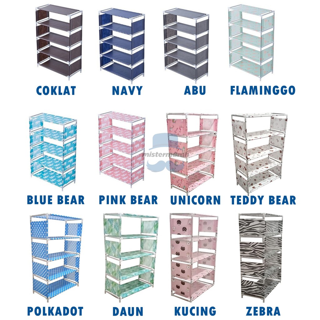 Jual Rak Sepatu 5 Susun Motif Polos / Tempat Sepatu Sendal 5 Tingkat ...