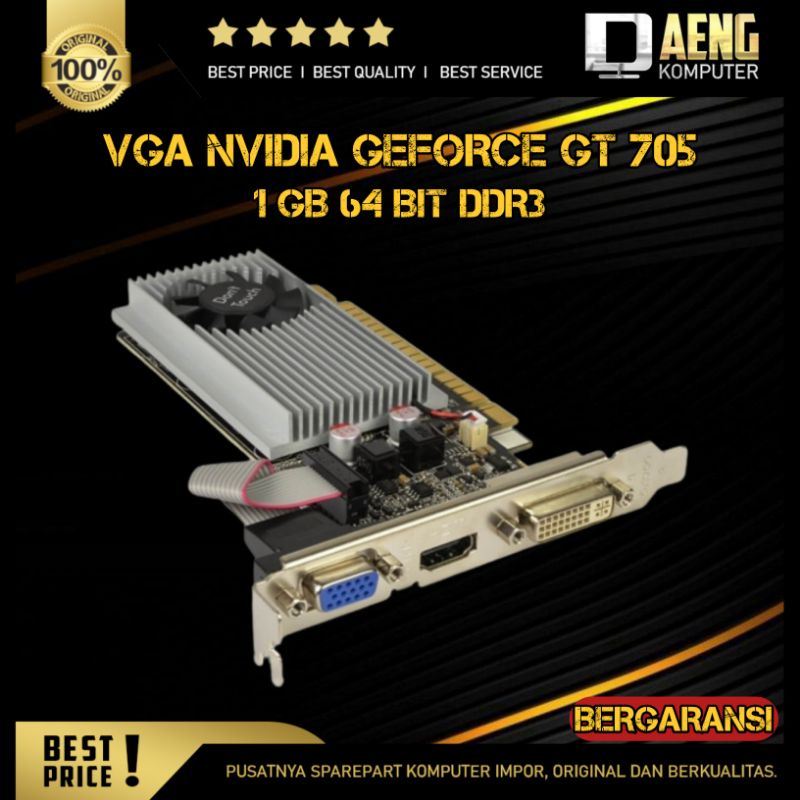 Jual VGA Nvidia GeForce GT 705 1 GB 64 Bit DDR3 Profil standar 3 Port ...