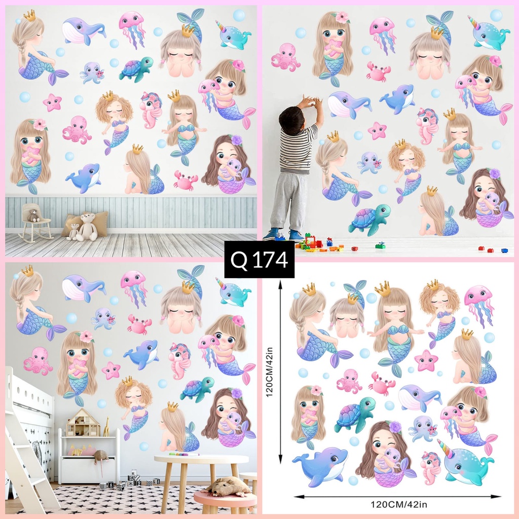Jual GEMILANG - Q174 WALLSTIKER DINDING STIKER DINDING MERMAID STIKER ...