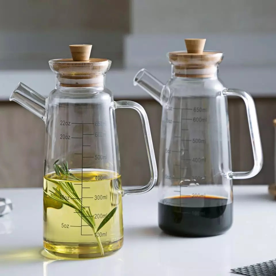 Jual Botol Minyak Goreng Saus Glass Oil Bottle Dispenser with Bamboo ...