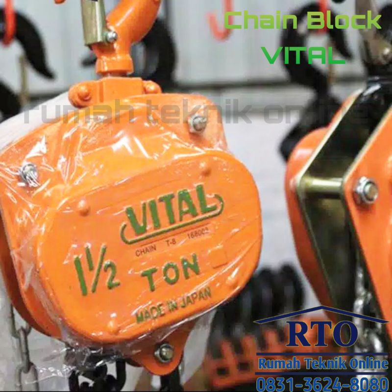 Jual Chain Block VITAL 1.5 Ton x 12 MeterTakel Hand Chain Pulley Block ...