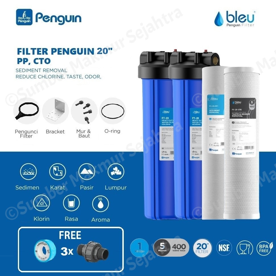 Jual Paket Filter Air Penguin Bleu 20" PBF 20 PP CTO | Shopee Indonesia