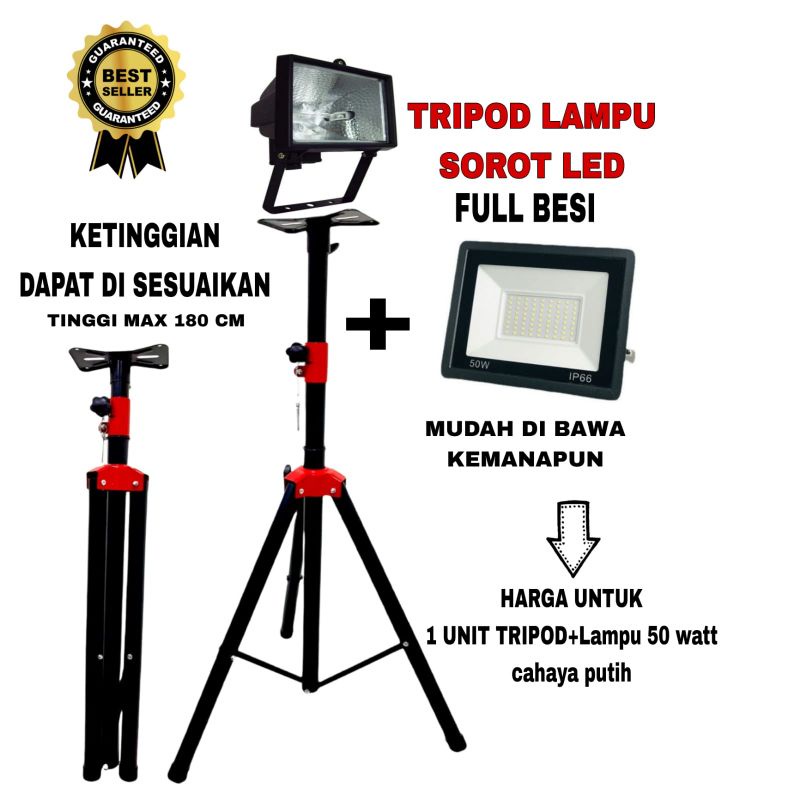 Jual Tripod Lampu Sorot full besi+Lampu 50 watt cahaya putih | Shopee Indonesia