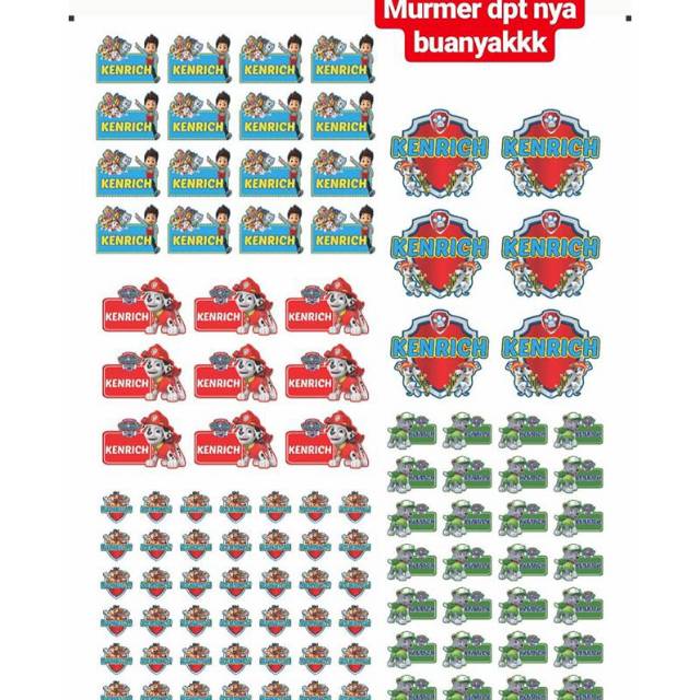 Jual Sticker nama waterproof (paw patrol) | Shopee Indonesia