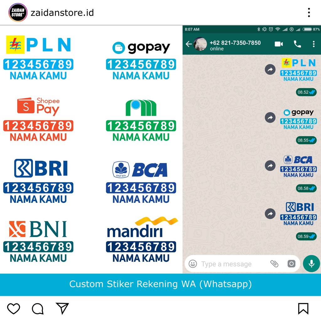 Jual Custom Stiker WA (Whatsapp) - Stiker Rekening / E Wallet | Shopee ...