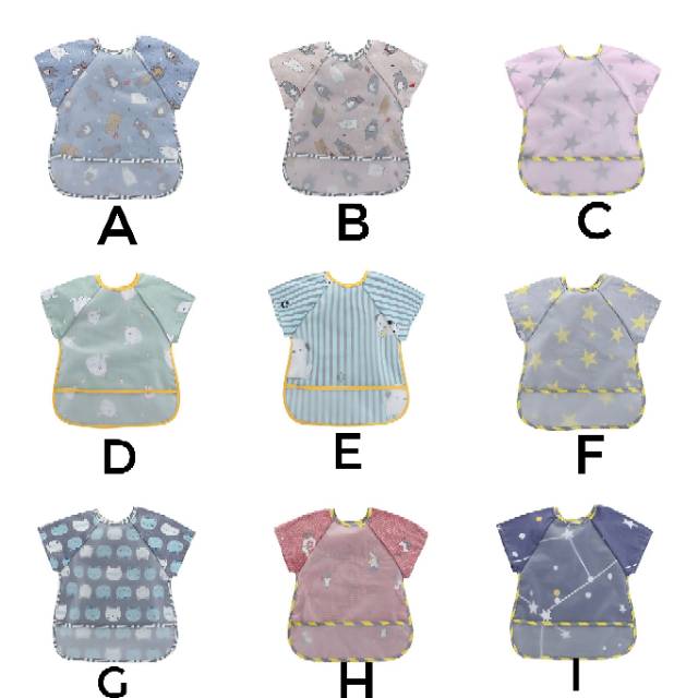 Jual BIB / SLABBER / APRON BAYI LENGAN PENDEK ANTI AIR GAMBAR KARTUN ...