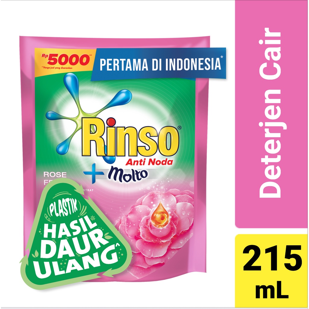 Jual Rinso Molto Detergen Cair Kemasan Hasil Daur Ulang Rose Fresh ...