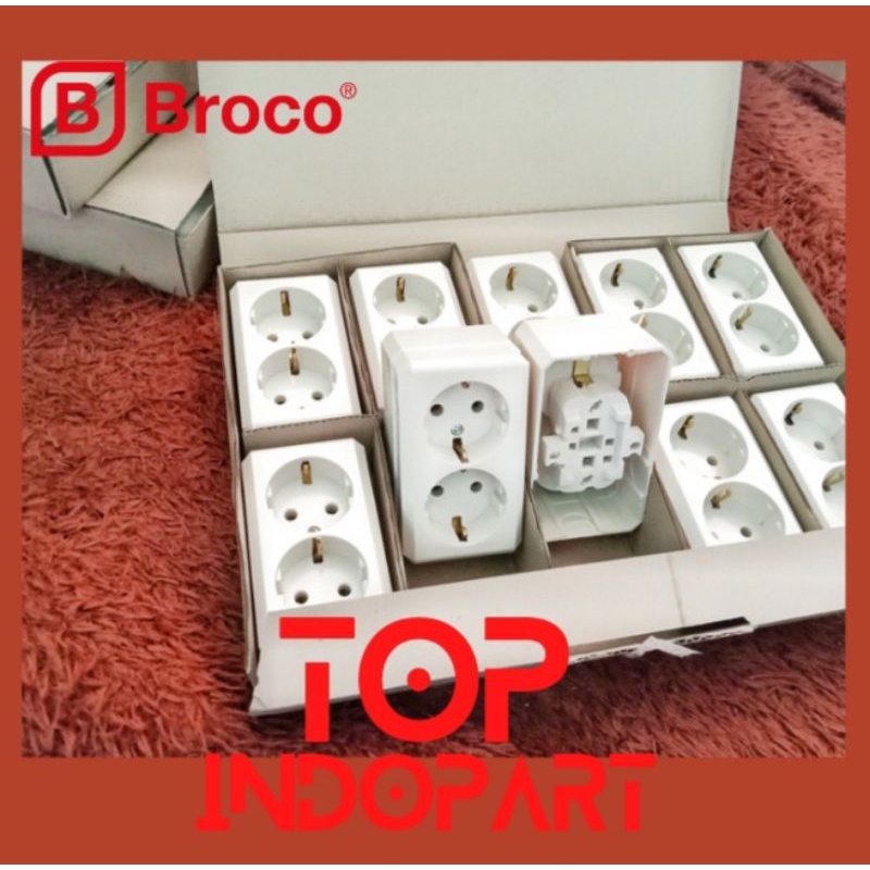 Jual Broco 15420 - Stop Kontak 2 Lubang OB Broco New Gee Cream | Shopee ...