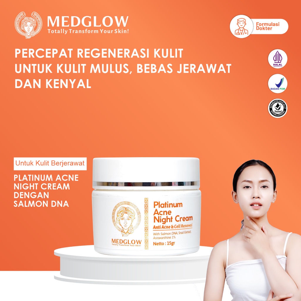 Jual 𝐌𝐄𝐃𝐆𝐋𝐎𝐖 𝐂𝐋𝐈𝐍𝐈𝐂 Platinum Acne PDRN Salmon DNA Night Cream ...