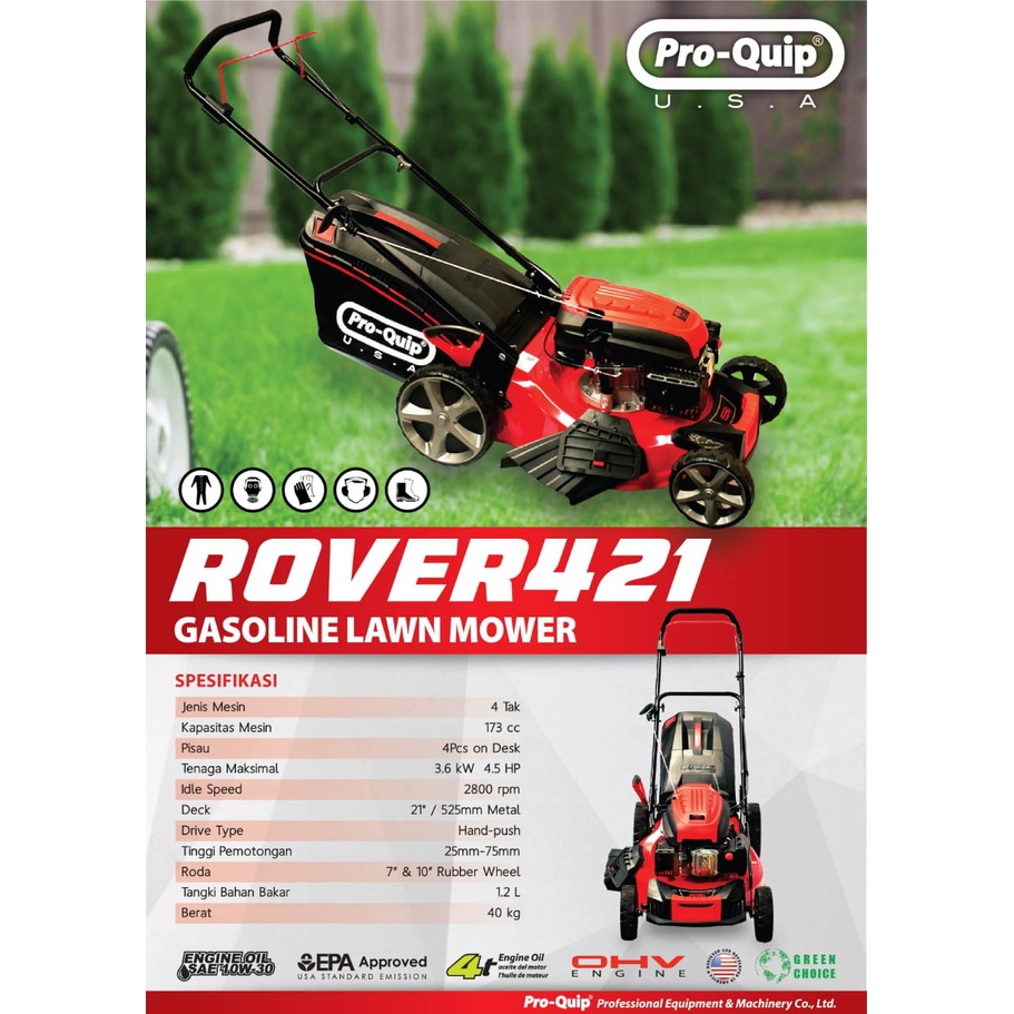 Jual Mesin Potong Rumput Dorong Proquip Rover 421 Lawn Mower 4Tak / Potong Rumput Dorong / COD ...