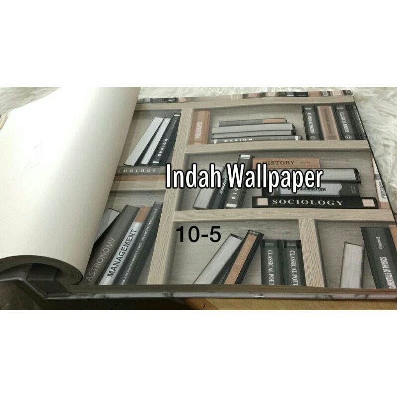 Jual Wallpaper Dinding Motif Rak Buku Susun 3D Natural SF | Shopee ...