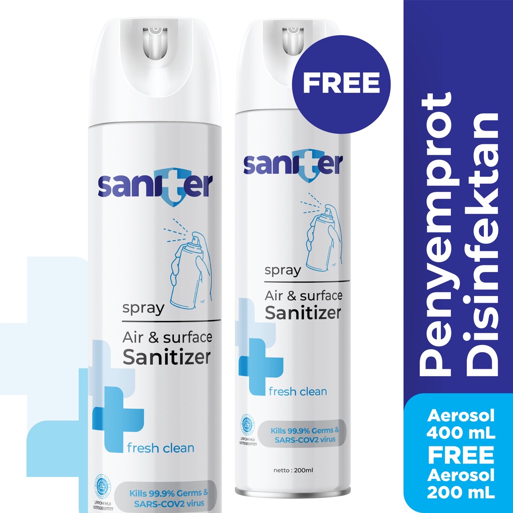 Jual Saniter Air Sanitizer Aerosol 400 ml + FREE Saniter Air Sanitizer ...