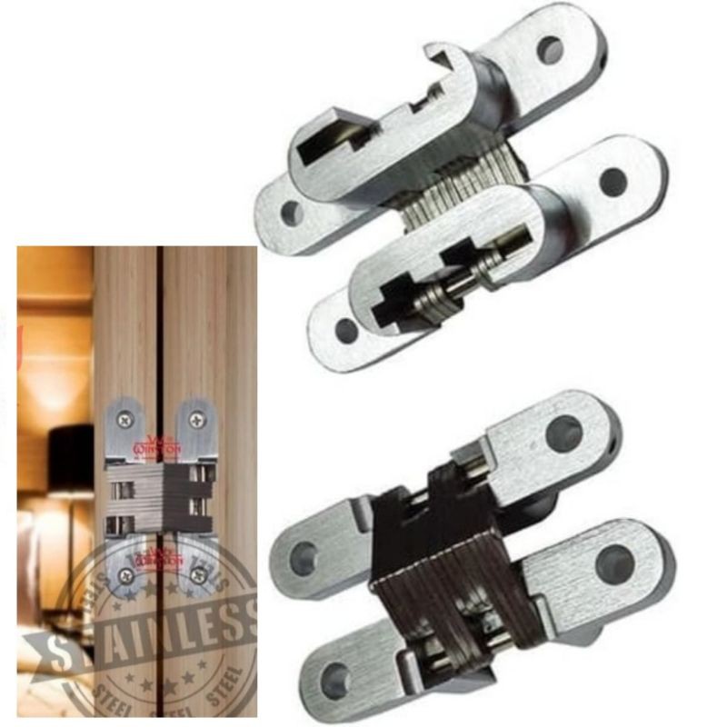 Jual Engsel lipat tanam engsel pintu kayu 95mm stainlis invisible ...