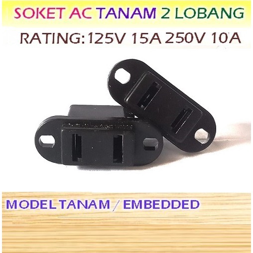 Jual BA-87 Socket AC Outlet Tanam 2 Lubang Gepeng pipih Power 2 Lubang ...
