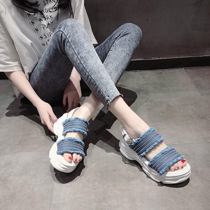 Jual 1001 SEPATU PLATFORM JEANS !!! - 3 WARNA | Shopee Indonesia