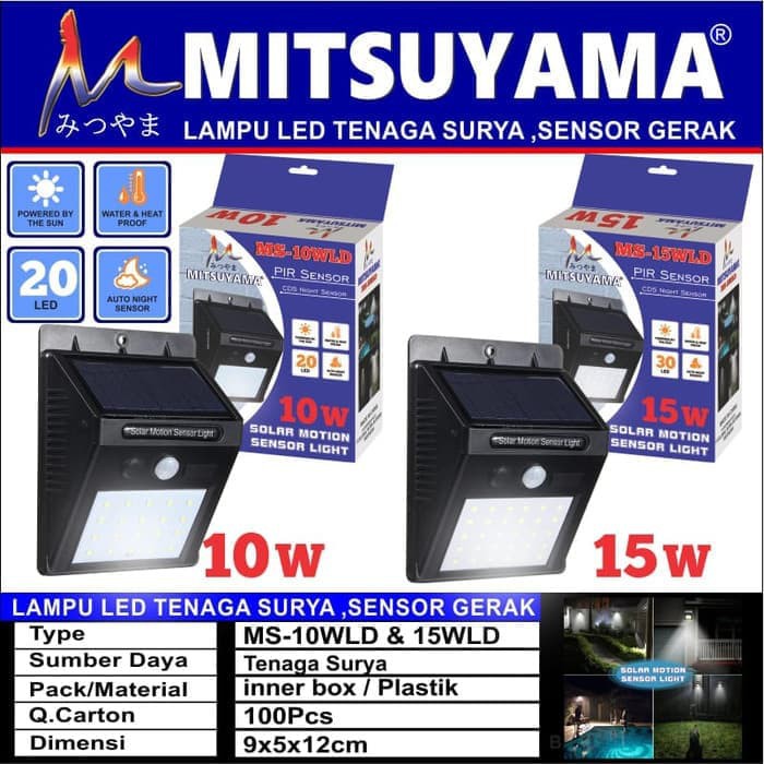 Jual Lampu Taman 20 LED Mitsuyama 10 watt Solar Sensor Gerak Tenaga Surya MS-10WLD | Shopee ...