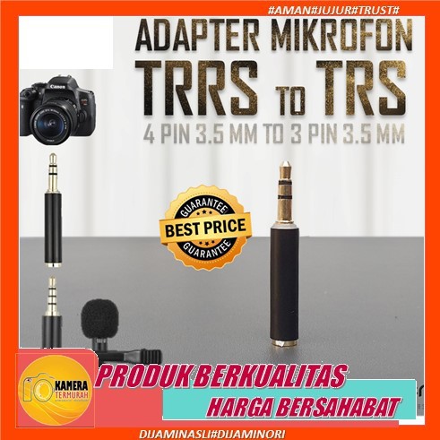 Jual Adapter TRRS to TRS 4 Pin to 3 Pin 3.5mm Converter Mic Camera DSLR ...