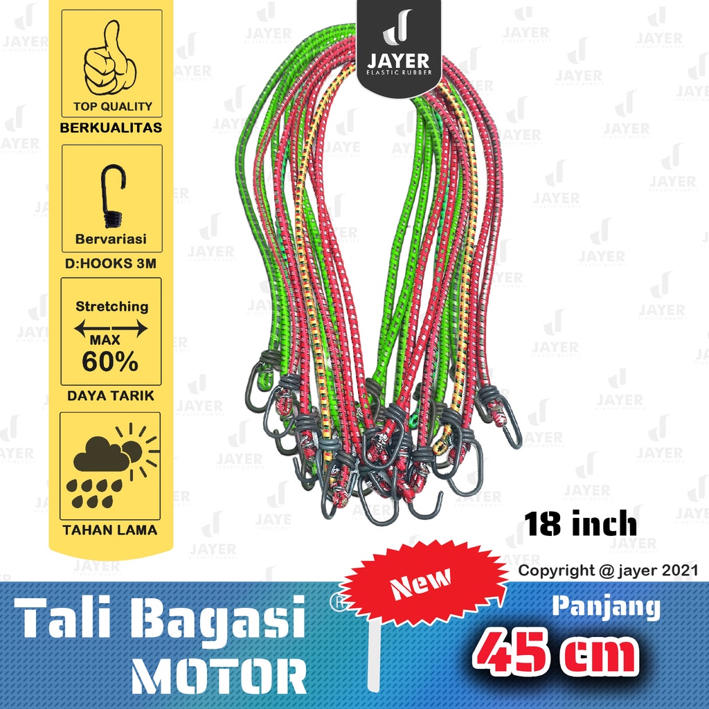 Jual New !! Tali bagasi 45cm / Tali ikat barang motor hook kawat 18 ...